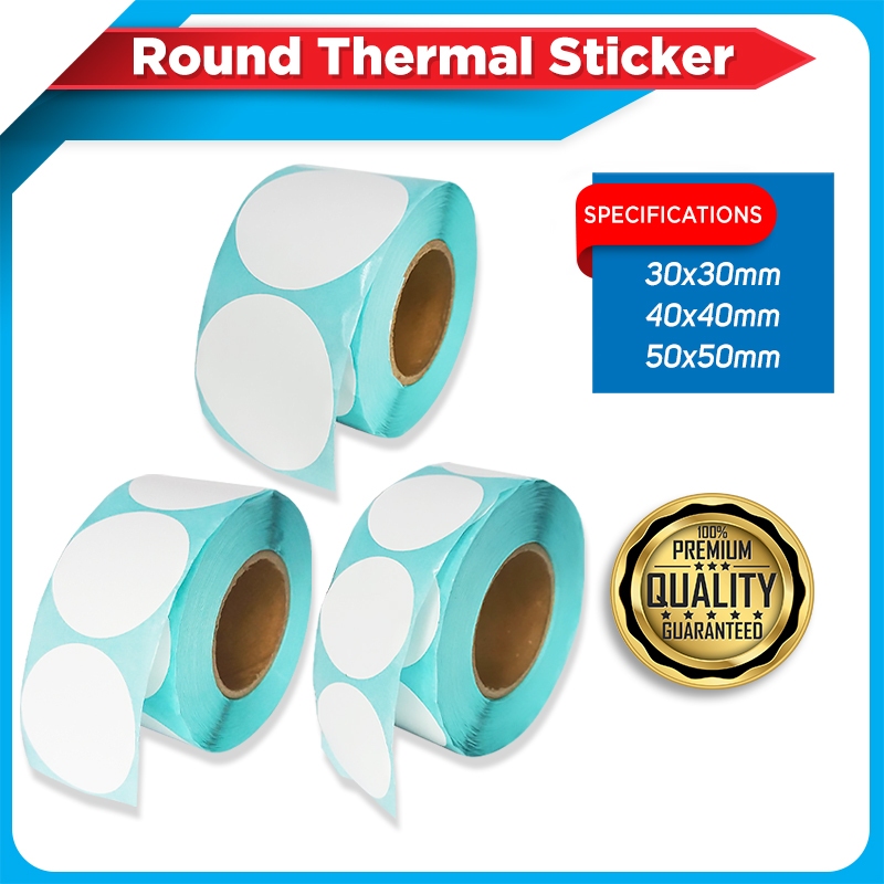 Thermal sticker paper round (30X30MM) (40X40MM) (50X50MM) | Shopee ...