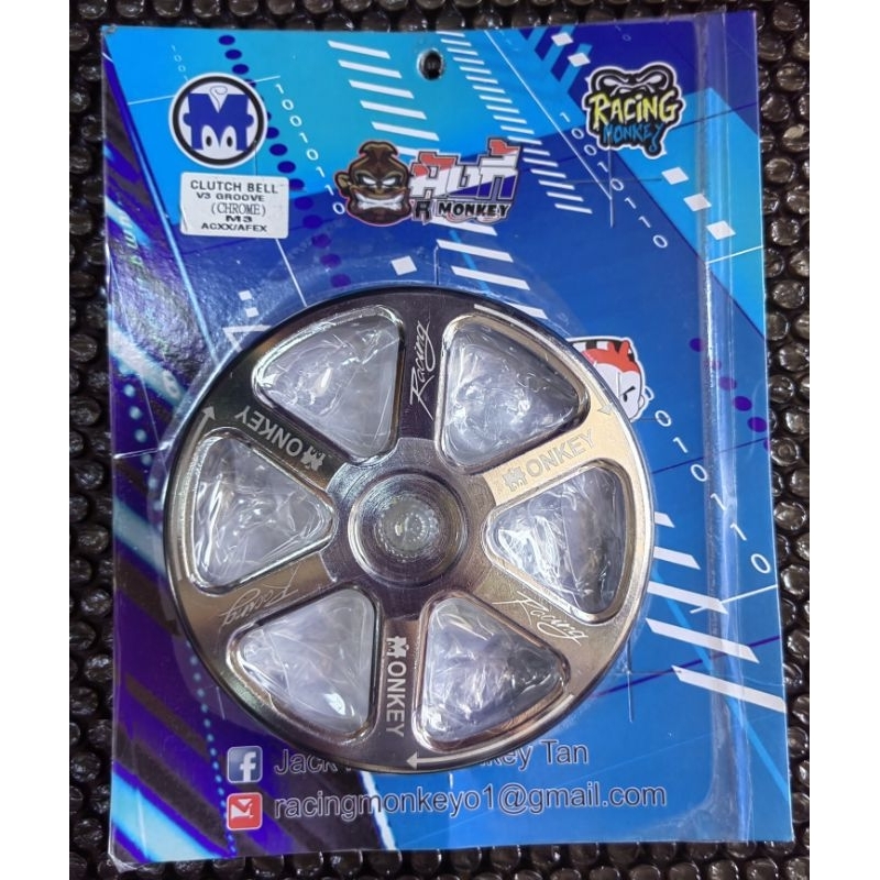 RACING MONKEY CLUTCH BELL RE GROOVE (CHROME) MIO I 125 /MIO SOUL I 125 ...