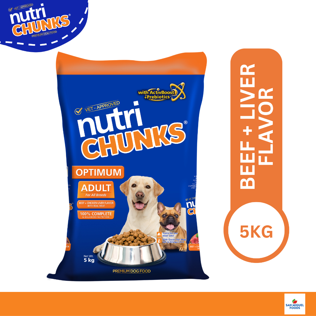 Nutri Chunks Optimum Adult Beef Chicken Liver Flavor 5kg | Shopee ...
