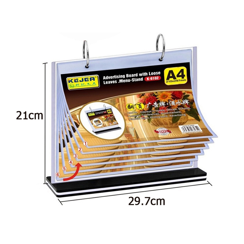 A4/A5 Restaurant Menu Display Holder Acrylic Display Menu Book Turning ...