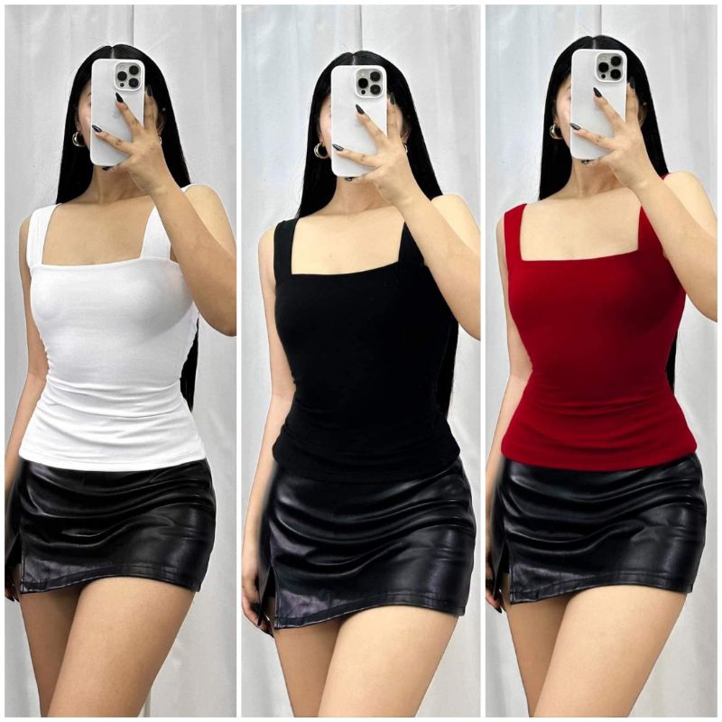 Chichi Seamless Square Tank Top Full Length Double Lining Front and ...