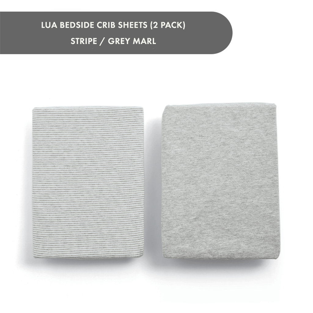 Mamas and Papas Lua Bedside Crib Sheets (2 Pack) - Stripe/Grey Marl | Shopee Philippines