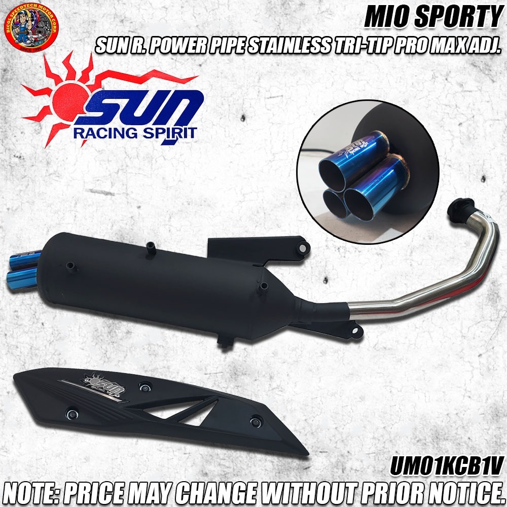 MIO SPORTY SUN RACING POWER PIPE STAINLESS W/ SOUND ADJUSTER, TRI-TIP ...
