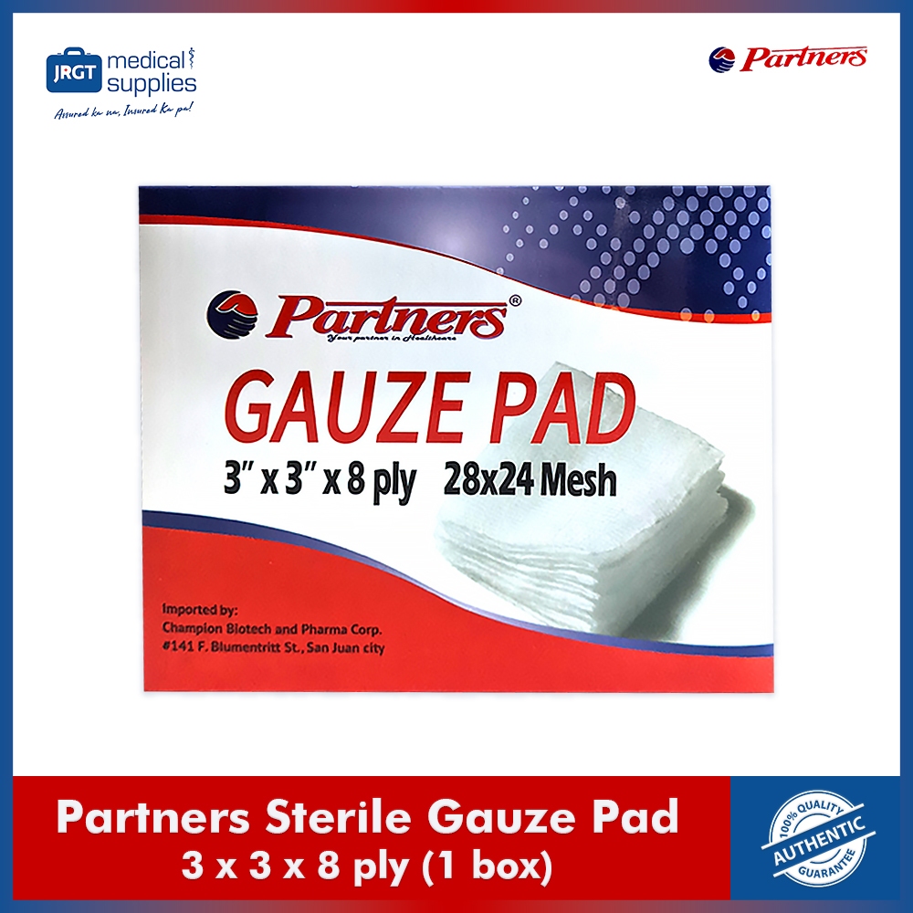 Sterile Gauze Pad 3x3, 2x2 (1 box - 100pcs)(Partners) | Shopee Philippines