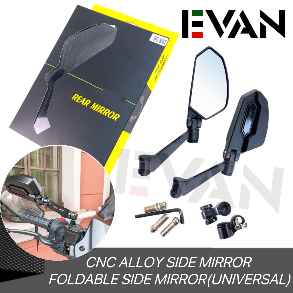 Full CNC Alloy Side Mirror For Universal Motor Foldable Side Mirror ...