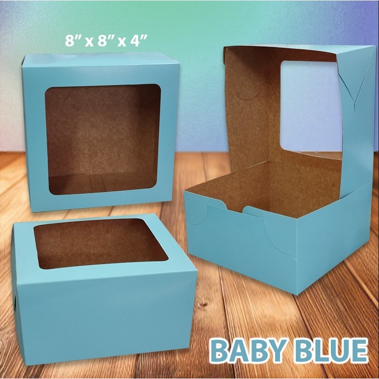 New! 8x8x4 inches "Baby BLue" pastry box packed by 10pcs | Shopee ...