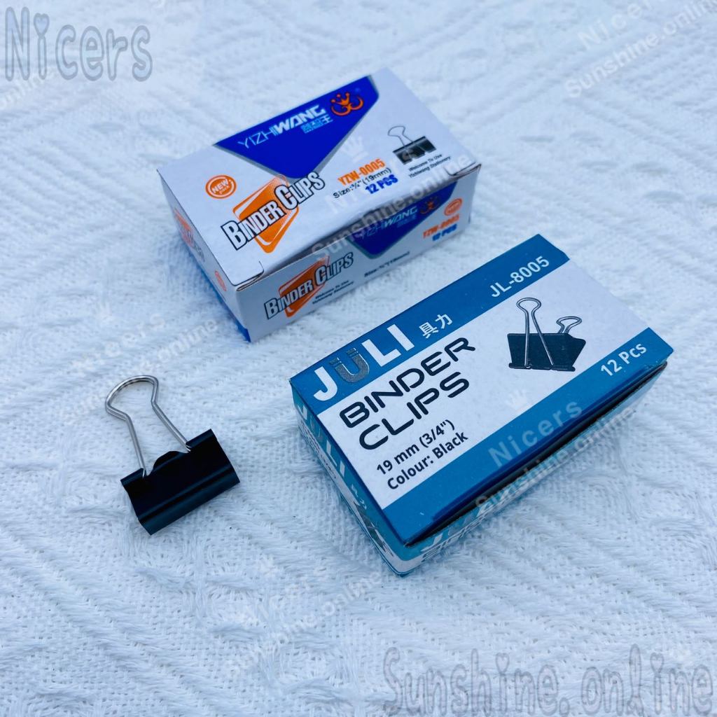 12pcs per Box Binder Clips 19MM 25MM 32MM 41MM 51MM | Shopee Philippines
