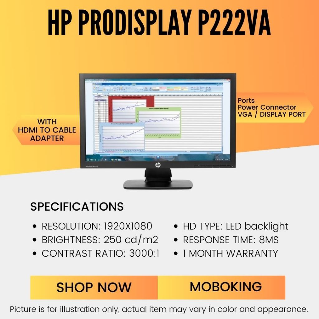 Monitor Slim HP Prodisplay 22"INCH LED Full Hd 60Hz For Office Design Cctv Computer Gaming ...