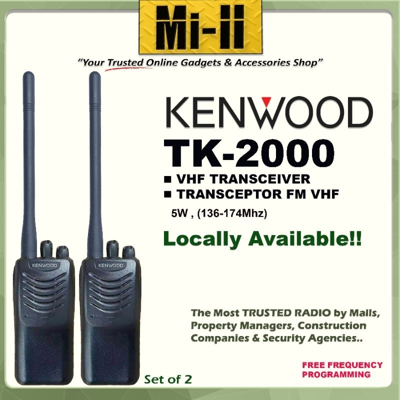 KENWOOD TK2000 HANDHELD RADIO, WALKIE TALKIE VHF 136-174MHz (Set of 2 ...
