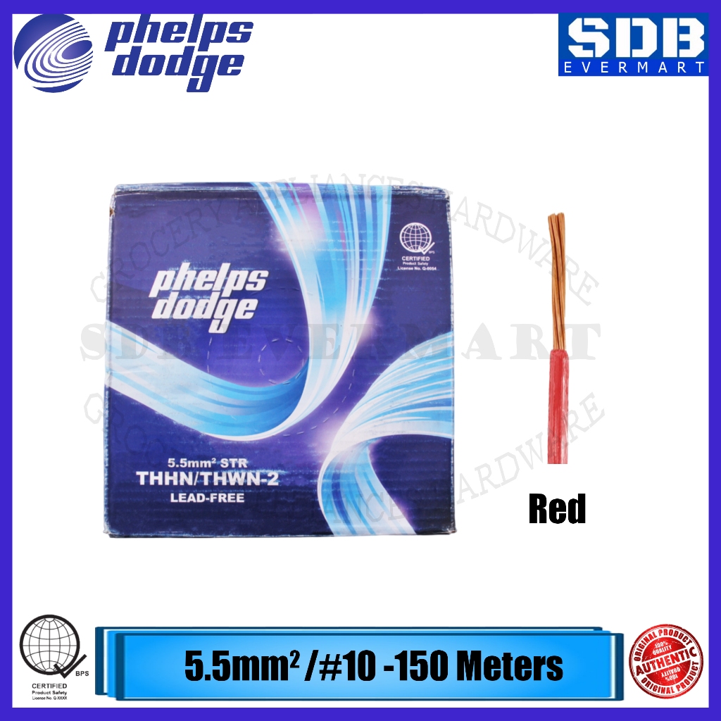 Phelps Dodge THHN/THWN-2 Stranded Wire 5.5mm/#10 x 150m (Per box ...