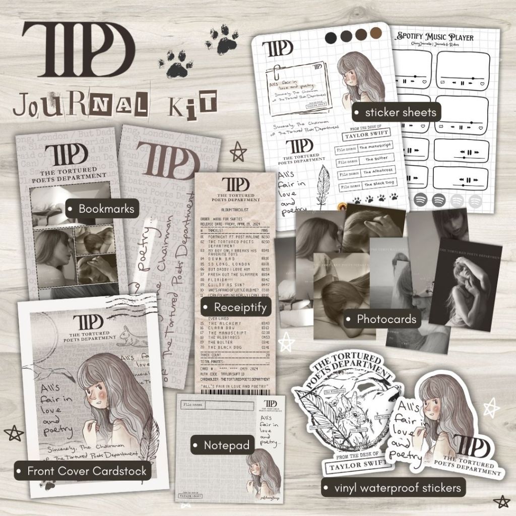 Taylor Swift TTPD ** Poets Department Journal Kit TTPD Stickers ...