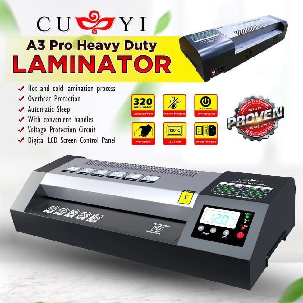 CUYI A4 & A3 Size Laminator HOT & COLD with REVERSE Function 220V Heavy ...