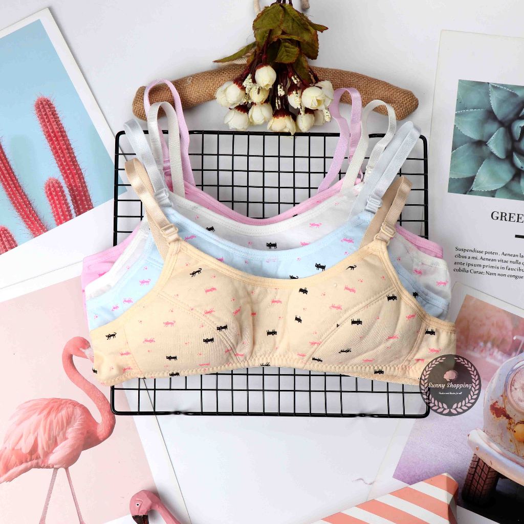 Sunny Cat Print Teens bra Baby Bra 32-36 #322 | Shopee Philippines