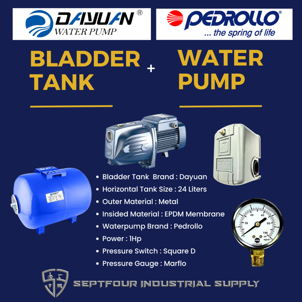 Pedrollo 1HP JET waterpump with 24L/36/50L/60L/80L/100L Dayuan ...