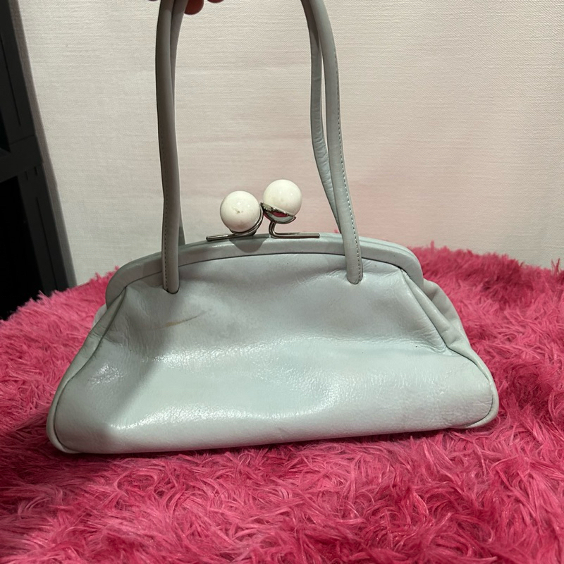 Auth leather powder blue handbag kisslock party bag | Shopee Philippines