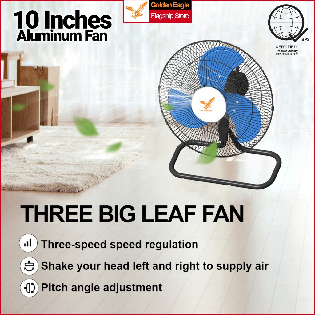 Golden Eagle 10 Inches CUTE Floor Fan 3-High Performance Speed Aluminum ...
