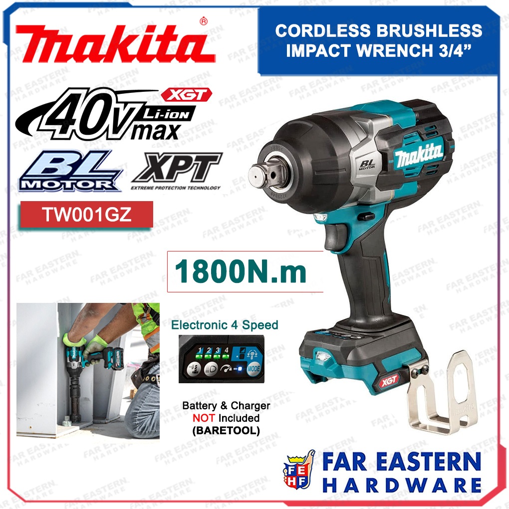 MAKITA TW001GZ Cordless Brushless Impact Wrench 40V 3/4" Dr. C-Ring ...