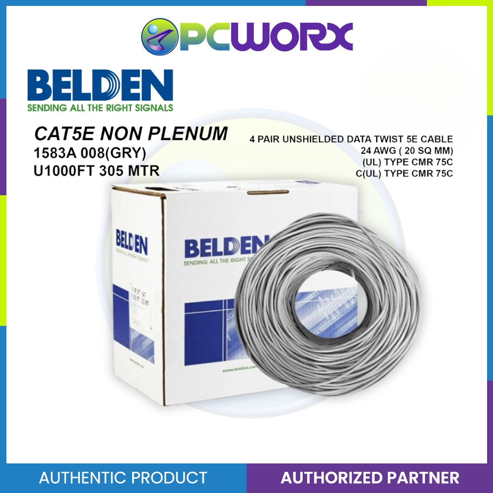 Belden Cat5e UTP Cable Grey Indoor PN: 1583A 305 meters AWG24 Gray Data ...