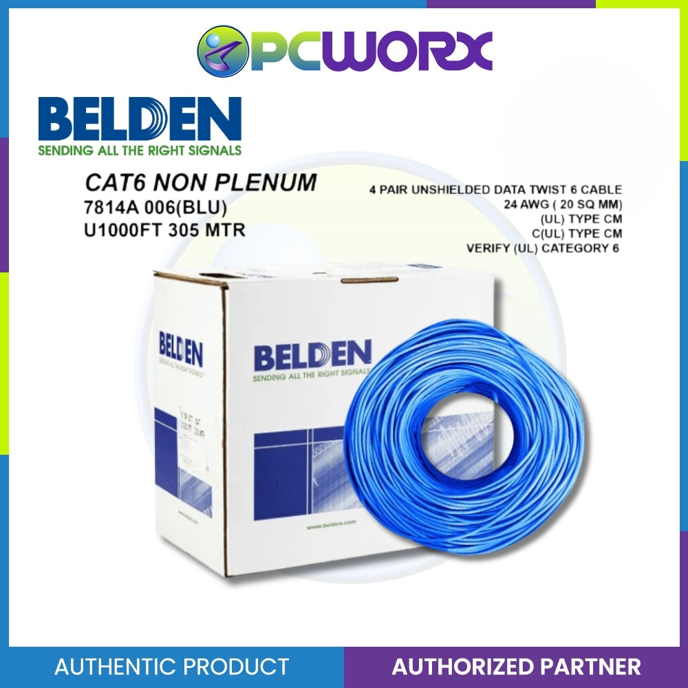Belden Cat6 UTP Cable Blue Indoor 305meters PN: 7814A | Shopee Philippines