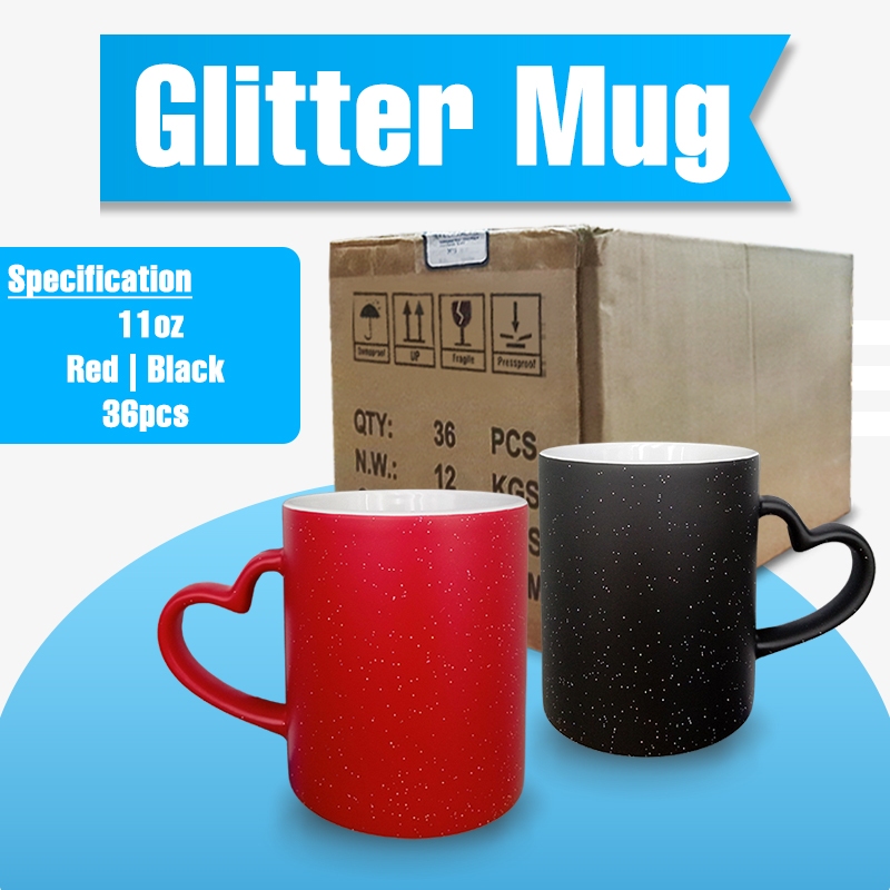 QUAFF Sublimation Printable Glitter Magic Mug with Heart Handle ...