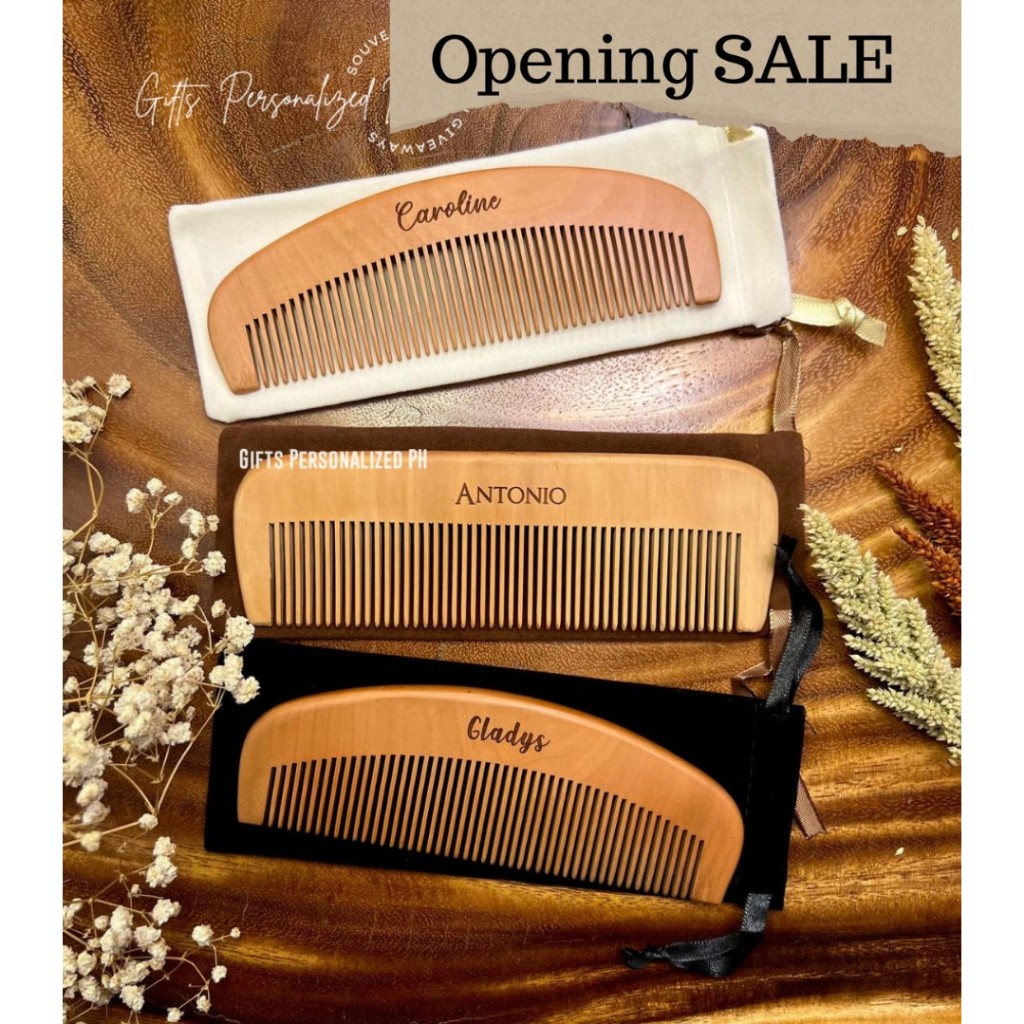 Large Wooden Hair Comb (17 cm ) | Personalized | Laser Engraved ...