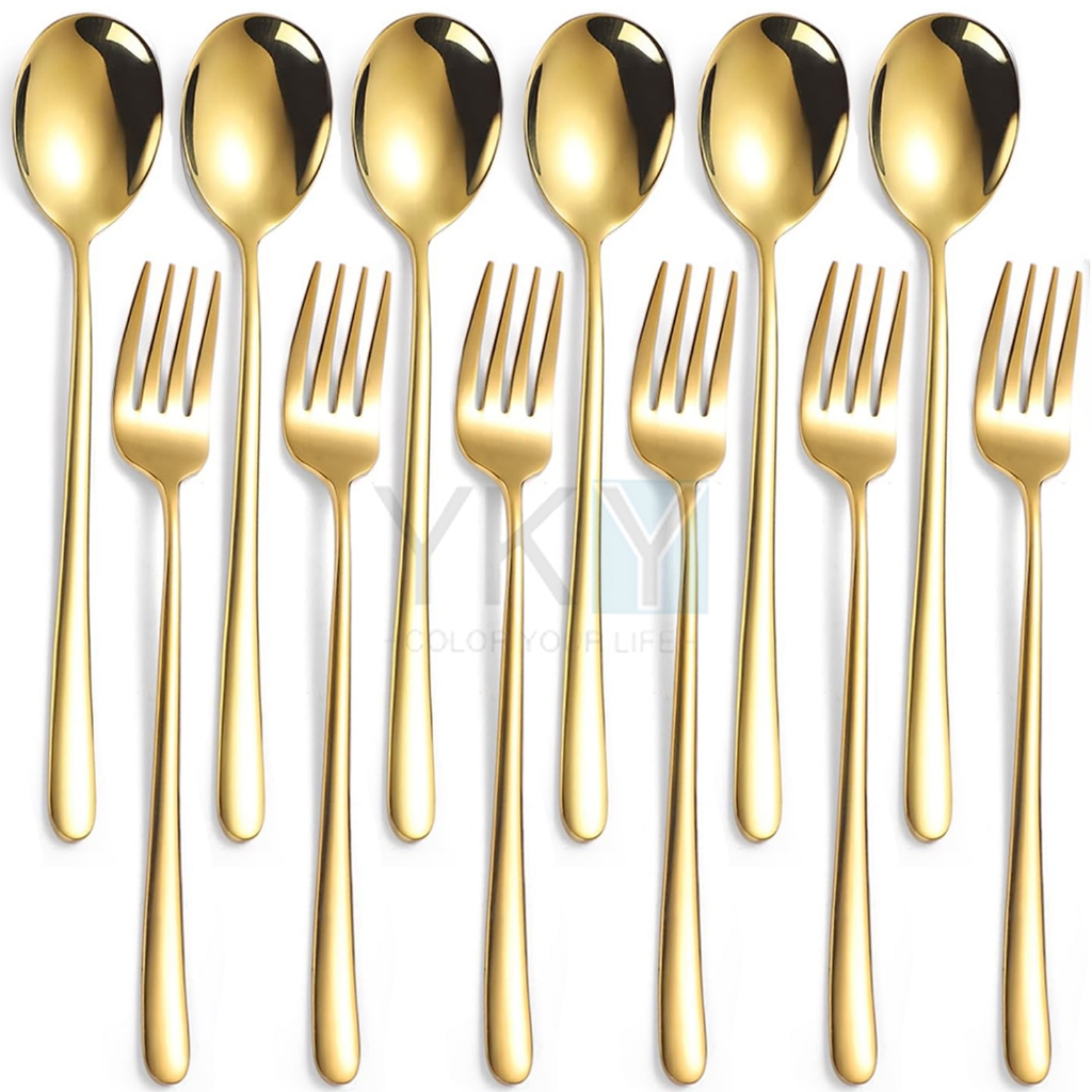 Spoon and Fork Set 12pcs Cutlery Set Stainless Dinnerware Korean Spoon ...