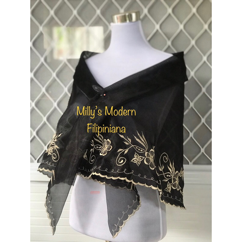 Modern Filipiniana lady shawl / balabal maria clara medium - 4xl ...