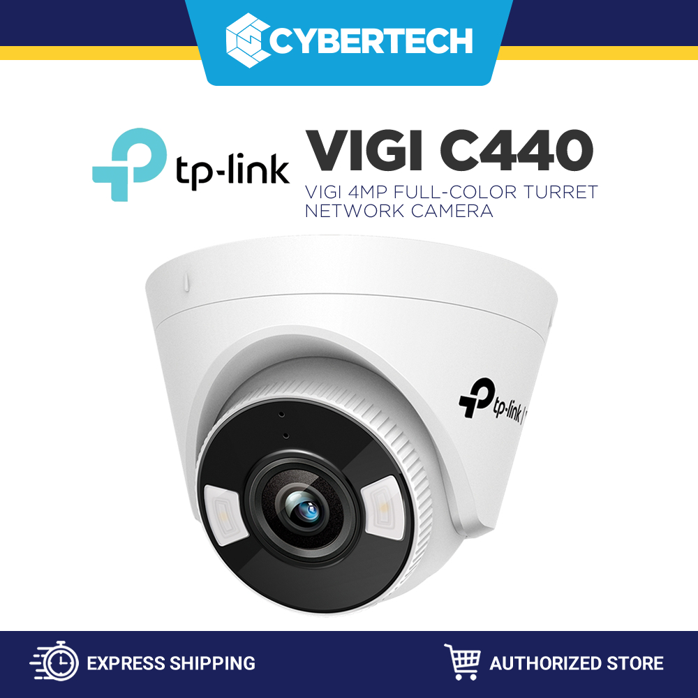 Cybertech TP-Link VIGI C440 VIGI 4MP Full-Color Turret Network Camera (Required POE Switch & NVR ...