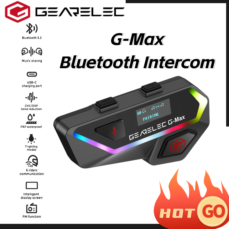 GEARELEC G-Max Group Of 6 Wireless Intercom Bluetooth Helmet Motorcycle ...