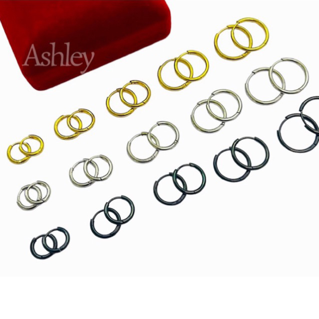 Stainless Loops Earrings Pairs GoldSilver Black 8mm 10mm 12mm 14mm 16mm ...