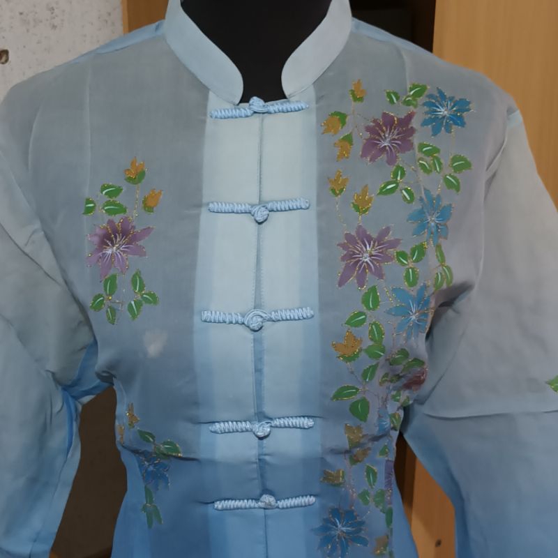 Ladies Barong Blue Chinese Collar | Shopee Philippines