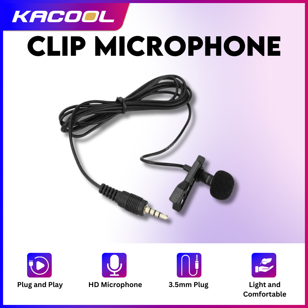 Clip Microphone 3.5mm Mini Lavalier Clip Lapel Mic Wired Mic 1.5m ...