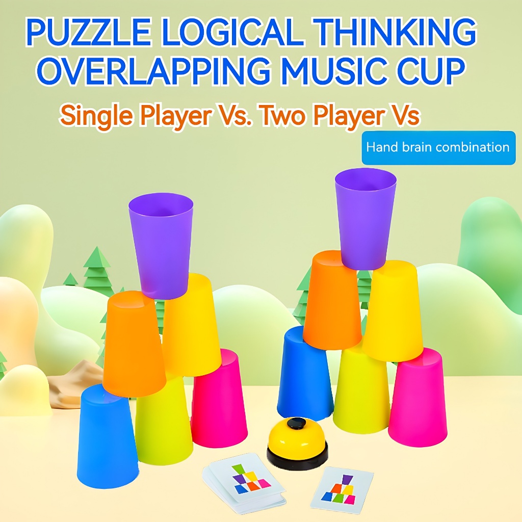 Double Battle Stacked Cup Game with Cards Montessori Toys Educational ...