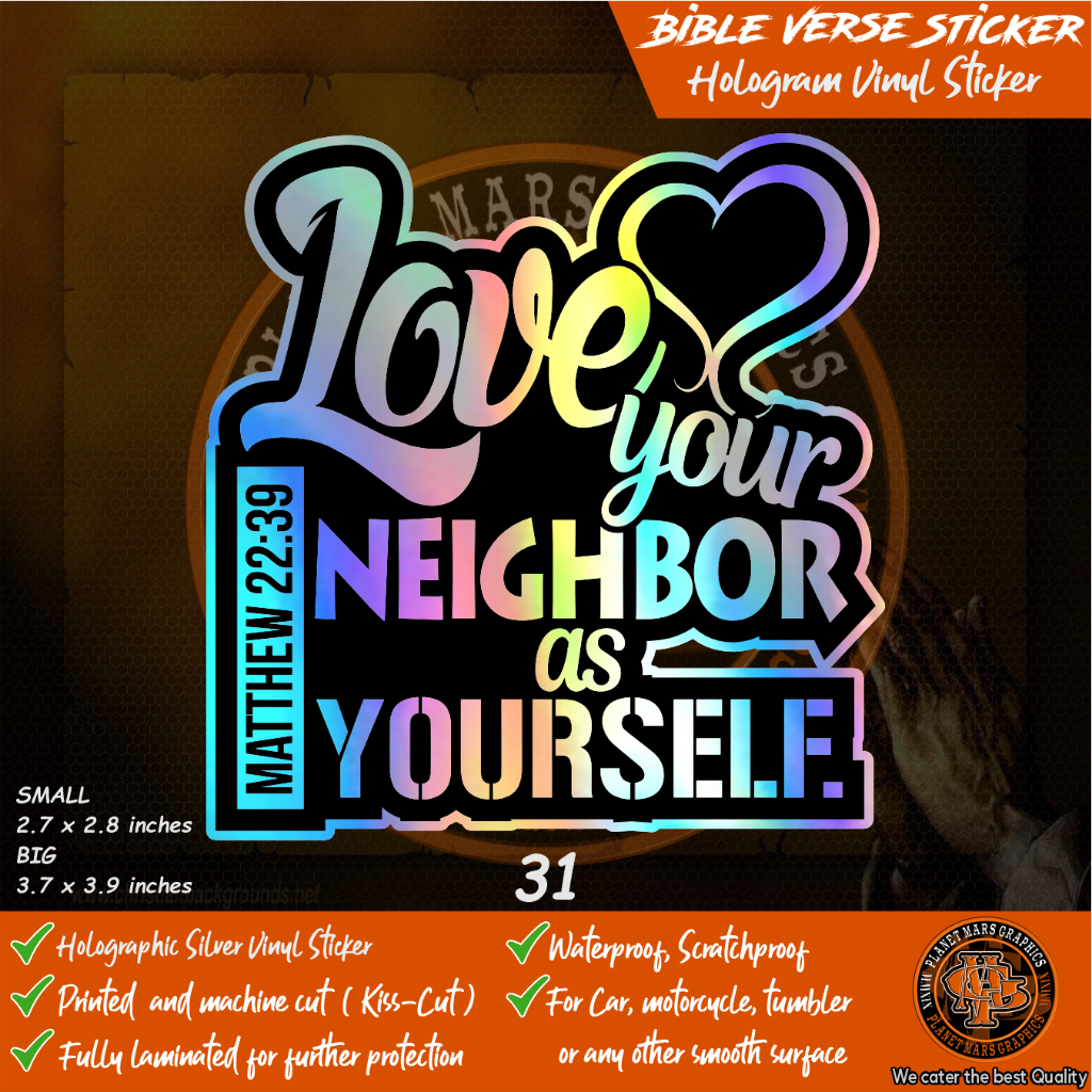 BIBLE VERSE STICKER RELIGIOUS HOLOGRAM DECAL FOR CAR MOTORCYCLE ANYWHRE ...