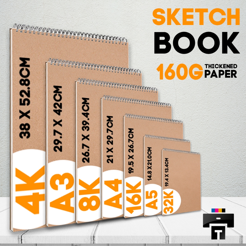 Personalized Thickened Double Loop Spring Sketchbook Drawing Book 4K A3 8K A4 16K A5 32K ...