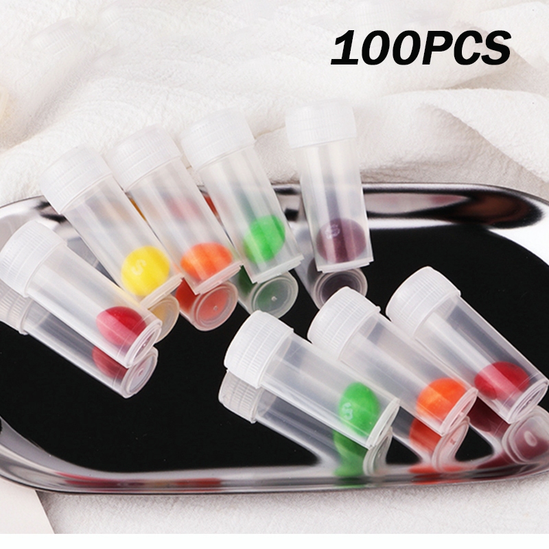 100Pcs/Set Plastic Vial Empty Bottles 5ml Test Tubes Small Bottle Vial ...