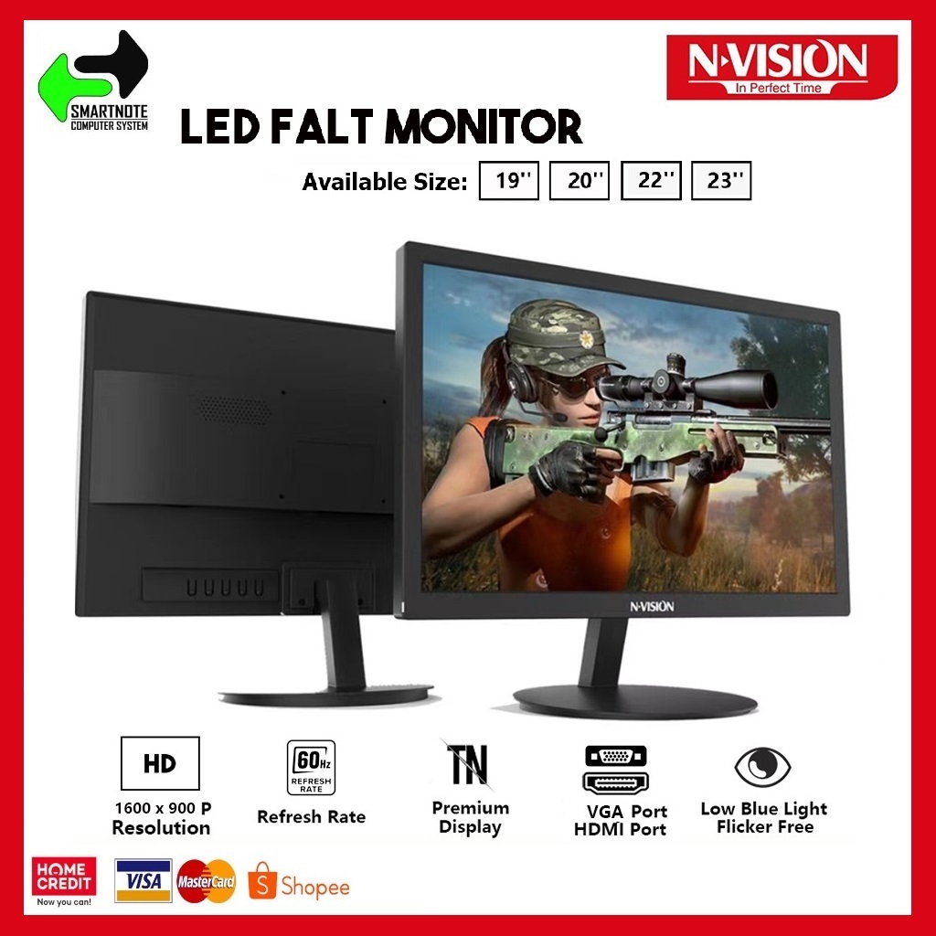 Nvision 19/20/22 Inch Led Monitor HD 720P/ FHD1080P 60Hz Pc Computer ...