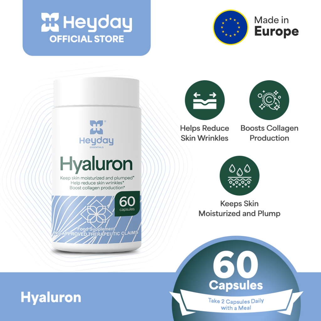 HEYDAY Essentials Hyaluron | 60 Caps | Hyaluronic Acid for Skin ...