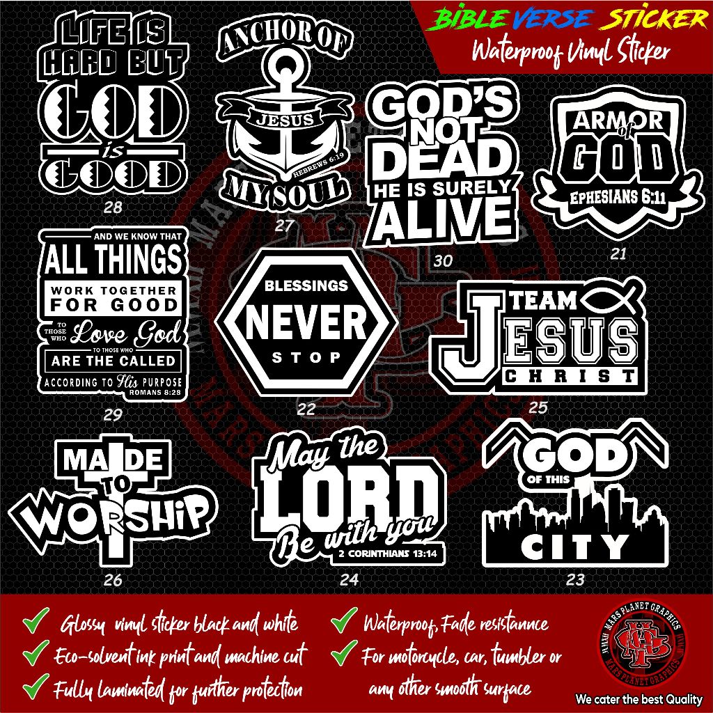 BIBLE VERSE RELIGIOUS CHRISTIAN STICKER DECAL Waterproof Laminated ...