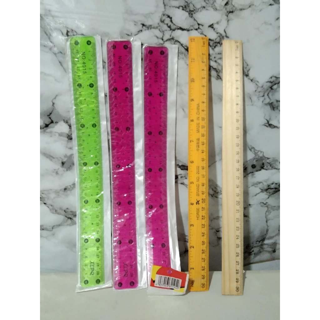 MEASURING STICK RULER WOOD AND COLORED PLASTIC FLEXIBLE SOFT RULER ...