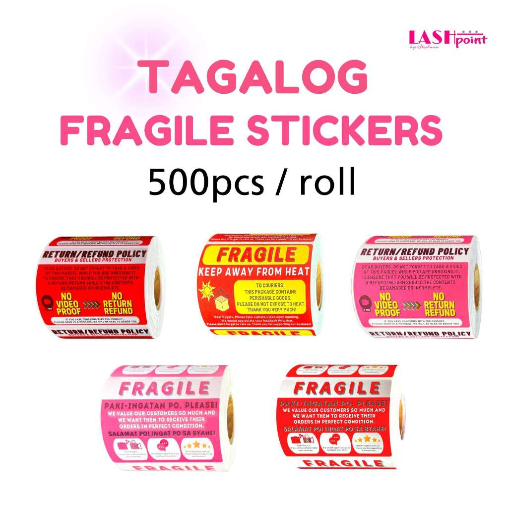 TAGALOG FRAGILE STICKERS 500pcs per roll | Shopee Philippines