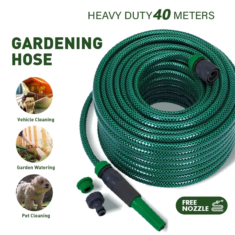10m Garden Hose Flexible Water Hose PVC With Hose Nozzle For Gardening ...