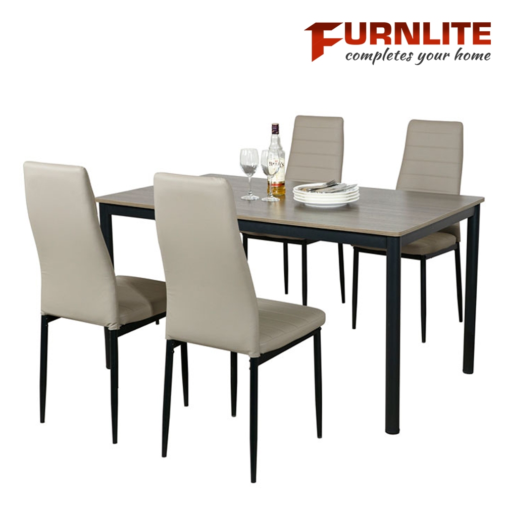 Furnlite 4 Seater Dining Set (Brown) SP106 | Shopee Philippines