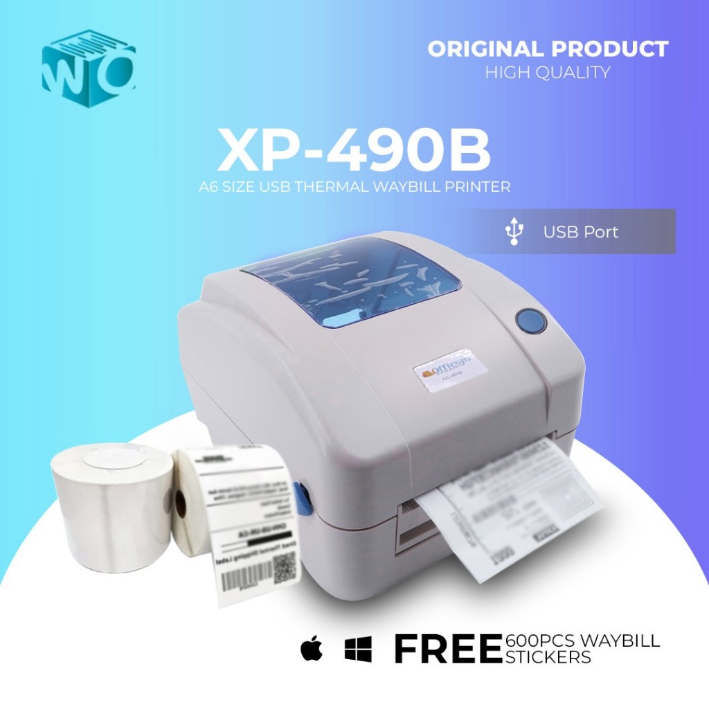 Officom XP-490B Thermal Printer A6 USB Label Barcode Printer Shipping ...