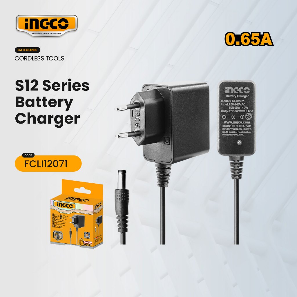 Ingco 12V S12 Battery Charger Only Suitable For battery FCLI12071 Icpt ...