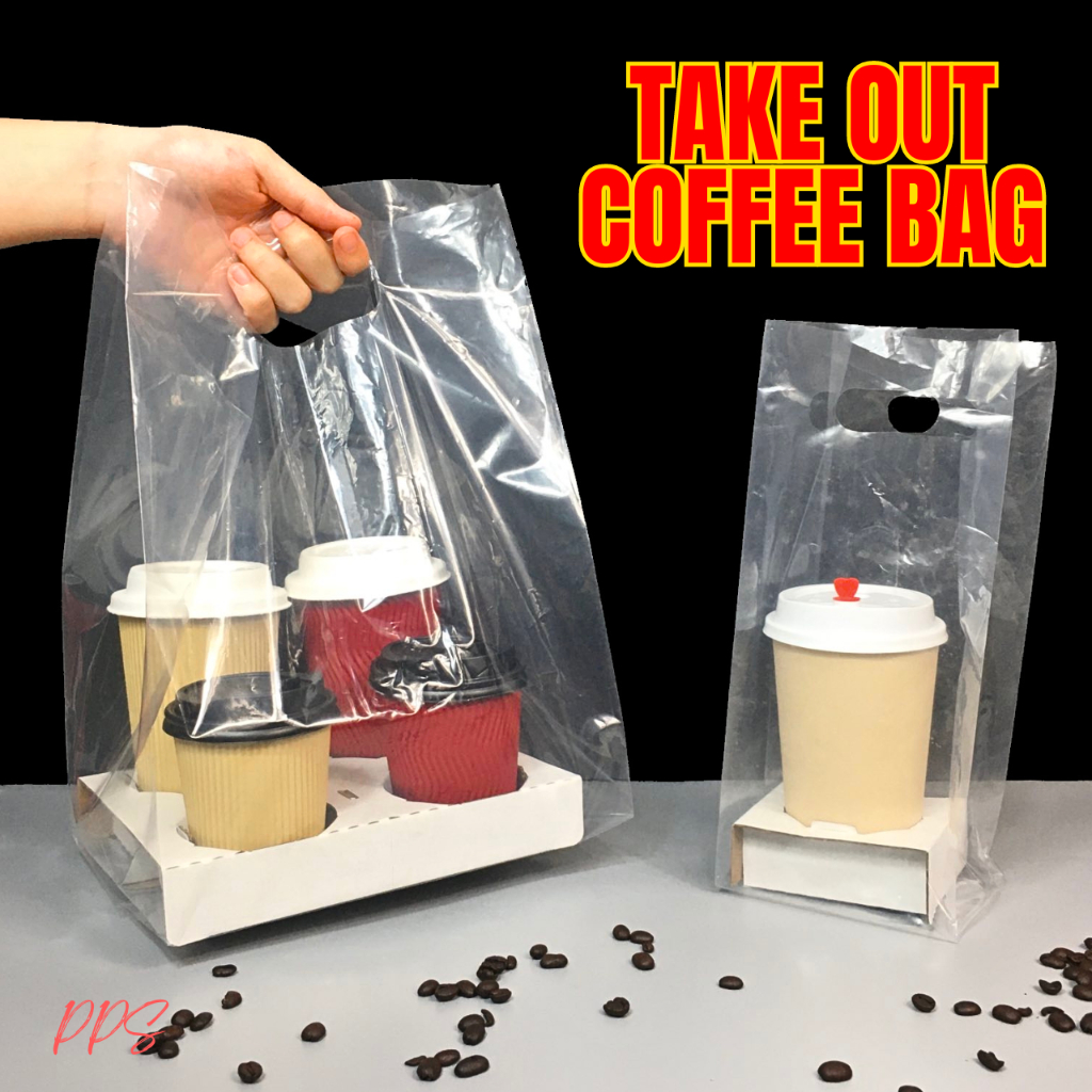 20pcs Set Take Out Plastic Bag For Milk Tea Juice Coffee Cup Plastic ...