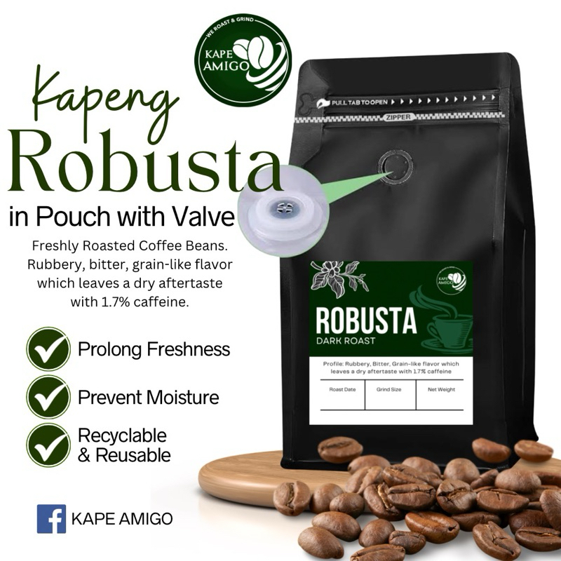 [Kape Amigo] Kapeng Robusta Coffee Beans & Grounds [in Resealable Pouch ...