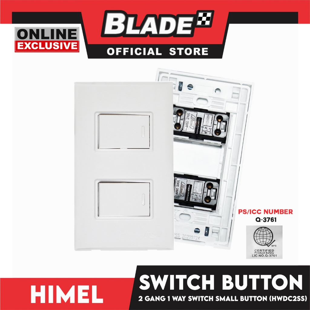 Himel 2 Gang 1 Way Switch Small Button HWDC2SS | Shopee Philippines