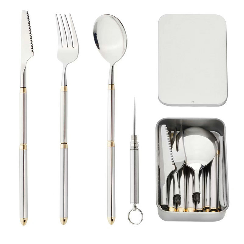 Stainless Steel spoon and fork travel set with box Portable spoon and ...
