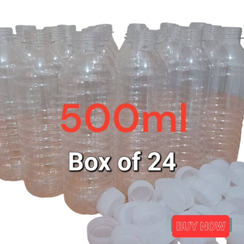 500 ml 24 pcs PET Plastic Bottle with Caps in Box, Dishwashing Liquid, Mineral Water and juice ...
